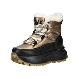 Buffalo Damen Schn&uuml;rstiefelette "Buffalo Stiefelette Lederimitat/Textil", Gr. 37schwarz, gold, Lederimitat, Textil, Schuhe