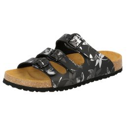 Lico Damen Pantolette "Pantolette Bioline Leave", Gr. 36, schwarz, Synthetik, Schuhe
