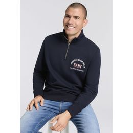 Gant Herren Sweatshirtevening blau, Gr. XXXL, unifarben, Sweatware, Obermaterial: 87% Baumwolle, 13% Polyester, Sweatshirts, Stehkragen mit