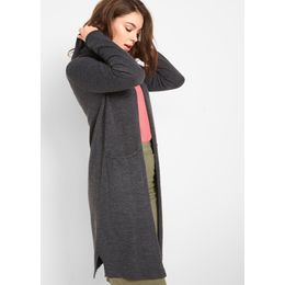 bonprix Damen Longstrickjacke "Longstrickjacke mit Kapuze", grau, Gr. 36, Obermaterial: 100% Polyacryl, Strickjacken, Longstrickjacke mit Kapuze