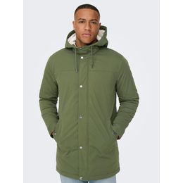 Only & Sons ONLY & SONS Herren Parka "ONSALEXANDER LIFE PARKA OTW VD", gr&uuml;n, Gr. L, unifarben, Web, Obermaterial: 100% Baumwolle. Futter: 100% Polyester.