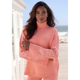 ELBSAND Damen Rollkragenpullover, Gr. 32, orange, Strick, Obermaterial: 50% Viskose, 28% Polyester, 22% Nylon, meliert, unifarben, Pullover, aus