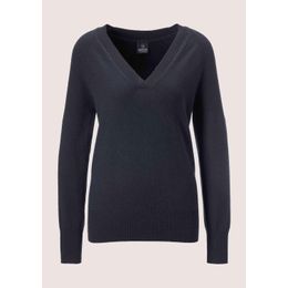 Madeleine Mode MADELEINE Damen Longpullover "Pullover Kaschmirpullover mit V-Ausschnitt", blau, Gr. 34, Obermaterial: 100% Kaschmir WS., Pullover