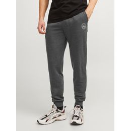 Jack & Jones JACK & JONES Herren Sweathose "JPSTGORDON Jogpants mit Kordelzug und bequemem Schnitt", grau, Gr. M, bedruckt, meliert, angeraute Sweatware,