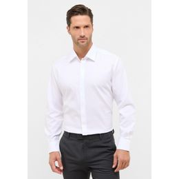 Langarmhemd Eterna "MODERN FIT", Herren, Gr. 42, Normalgr&ouml;&szlig;en, wei&szlig;, Twill, 98% Baumwolle, 2% Metall, tailliert, Manschette, Hemden, EASY IRON (b&uuml;gelleicht)