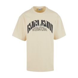 T-Shirt Karl Kani "Karl Kani Signature International T-Shirt", Damen, Gr. M, beige, 100% Baumwolle, bedruckt, oversize, Rundhals, Shirts T-Shirt