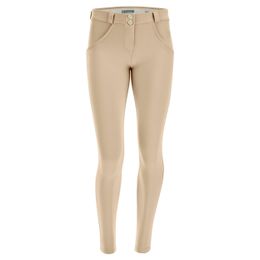 Freddy Damen Leggings "WRUP SUPERSKINNY REGULAR COTTON"beige, Gr. XS, Web, Obermaterial: 81% Baumwolle, 19% Elasthan, Hosen, mit Lifting & Shaping