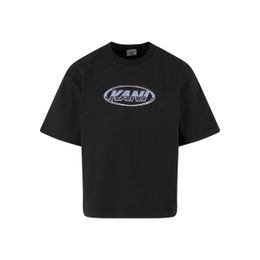 T-Shirt Karl Kani "Karl Kani Woven Signature Chrome LOGo Crop Tee", Damen, Gr. S, schwarz, 100% Baumwolle, bedruckt, normal, Rundhals, Shirts T-Shirt