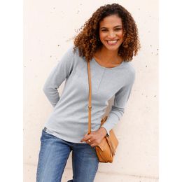 Casual Looks Damen T-Shirt "Rundhals-Shirt", grau, Gr. 42, meliert, 84% Baumwolle, 11% Polyester, 5% Elasthan, Shirts