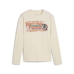 Puma Jungen T-Shirt "MID90s Langarmshirt Jungen"alpine snow wei&szlig;, Gr. 152, bedruckt, Obermaterial: 100% Baumwolle; Rippe: 29% Polyester, 71%