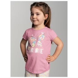 TRIGEMA M&auml;dchen T-Shirt "TRIGEMA T-Shirt mit buntem Schmetterling-Printmotiv", lila, Basic, Gr. 116, Single Jersey, 100% Baumwolle, Shirts