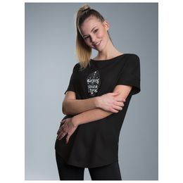 TRIGEMA Damen T-Shirt "TRIGEMA Oversized T-Shirt mit Printmotiven", schwarz, Basic, Gr. S, 100% Baumwolle, Shirts