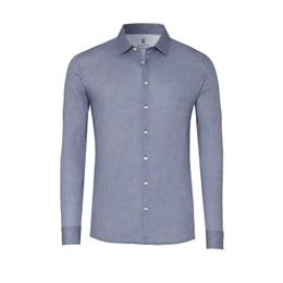 DESOTO Herren Langarmhemd "Jerseyhemd Casual Kent", blau, Gr. S, Obermaterial: 100% Baumwolle, Hemden