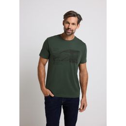 T-Shirt Street One MEN, Jungen, Gr. L (42), soft olive gr&uuml;n, Web, 100% Baumwolle, bedruckt, regular fit normal, Rundhals, abgesteppt, Shirts T-Shirt, aus reiner Baumwolle