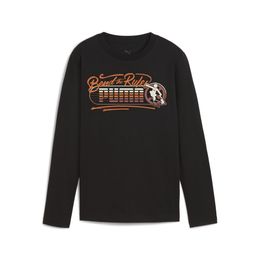 Puma Jungen T-Shirt "MID90s Langarmshirt Jungen"schwarz, Gr. 128, bedruckt, Obermaterial: 100% Baumwolle; Rippe: 29% Polyester, 71% Baumwolle, Shirts