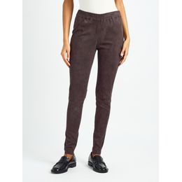 Maze Damen Lederhose "4202171", grau, Gr. XXXL, Obermaterial: 100% Ziegenleder. Innenseite: 96% Baumwolle, 4% Elasthan, Hosen
