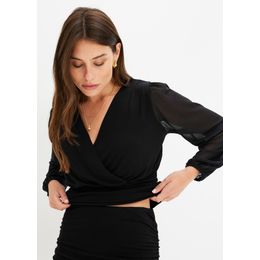 bonprix Damen T-Shirt, schwarz, Gr. 44, Obermaterial: 96% Polyester, 4% Elasthan. &Auml;rmel: 96% Polyester, 4% Elasthan, Shirts