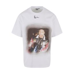 T-Shirt Karl Kani "Karl Kani Herren KU242-007-1 Tiny Signature Print Tee", Damen, Gr. L, weiß, 100% Baumwolle, bedruckt, loose fit, Rundhals, Shirts T-Shirt