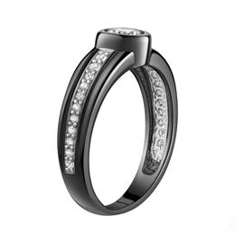 Celesta Damen Fingerring, 058 (18,5), Silber 925 (Sterlingsilber), schwarz, Silber 925 (Sterlingsilber), Fingerringe
