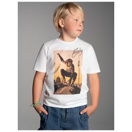 TRIGEMA Jungen T-Shirt "TRIGEMA T-Shirt TRIGEMA Affe Charly Skateboard"wei&szlig;, Basic, Gr. 116, Single Jersey, 100% Baumwolle, Shirts