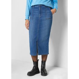 bonprix Damen Jeansrock, blau, Gr. 36, unifarben, Denim/Jeans, Obermaterial: 82% Baumwolle, 17% Polyester, 1% Elasthan, R&ouml;cke, Jeansrock mit Schlitz