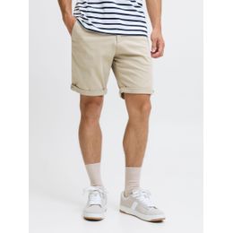 Jack & Jones JACK & JONES Herren Chinoshorts "JPSTBOWIE JJSHORTS S", beige, Gr. XL, unifarben, Web, Obermaterial: 98% Baumwolle, 2% Elasthan, Hosen, mit Aufschlag