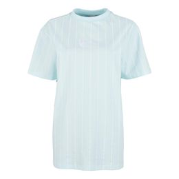 T-Shirt Karl Kani "Karl Kani Small Signature Essential Pinstripe OS Tee", Damen, Gr. L, blau, 100% Baumwolle, gestreift, normal, Rundhals, Shirts T-Shirt