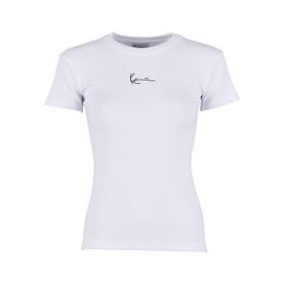 Karl Kani Damen T-Shirt "Karl Kani Small Signature Rib T-Shirt", wei&szlig;, Gr. XS, bedruckt, 95% Baumwolle, 5% Elasthan, Shirts