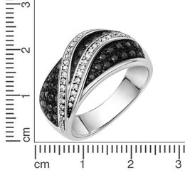 Celesta Damen Fingerring, 054 (17,2), Silber 925 (Sterlingsilber), schwarz, Silber 925 (Sterlingsilber), Fingerringe