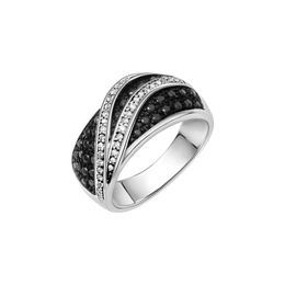 Celesta Damen Fingerring, 060 (19,1), Silber 925 (Sterlingsilber), schwarz, Silber 925 (Sterlingsilber), Fingerringe