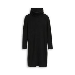 Tom Tailor Damen Cosy Kleid mit Waffelstruktur, schwarz, Uni, Gr. 34