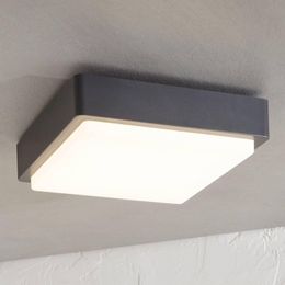 LINDBY LED-Au&szlig;endeckenlampe Nermin, 22 cm, IP65, eckig