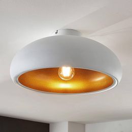 LINDBY Deckenlampe Gerwina, weiß/gold, Metall, 40 cm, E27
