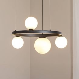 Aldex Hängeleuchte Garda 4, rund, Metall, Glas, 4-flammig, schwarz