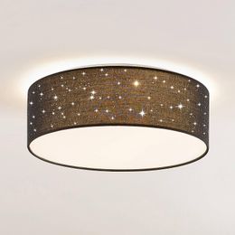 LINDBY LED-Deckenlampe Ellamina, 40 cm, schwarz, Textil