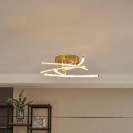 LINDBY Flakira LED-Deckenlampe, 5-fl. altmessing