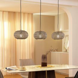 LINDBY H&auml;ngeleuchte Nerys, 3-flg., schwarz, Bambus, 1.120 cm