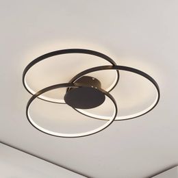LINDBY LED-Deckenleuchte Riley, schwarz, 3.000 K, dimmbar