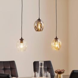 EMIBIG LIGHTING Pendellampe Starla gerade 3-flg. grafit/amber/klar