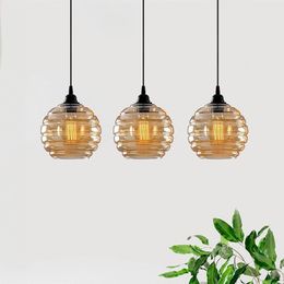 Opviq H&auml;ngelampe Gold 012, gold-transparent, Glas 3-flammig linear