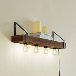 LINDBY Wandleuchte Vatana, Holz, Stecker, USB-Port, 80 cm