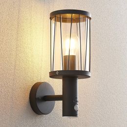 LINDBY Au&szlig;enwandlampe Yonan, H&ouml;he 34 cm, anthrazit, Sensor