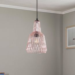 LINDBY Hängeleuchte Belarion, pink, 1-flg., Glas, Ø 23 cm