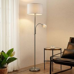 LINDBY Stehleuchte Colima, grau, Stoff, Leselampe, 170cm