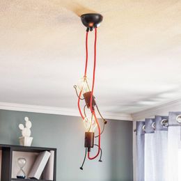 EMIBIG LIGHTING Pendelleuchte Bobi 2 in Schwarz, Kabel rot, 2-fl.