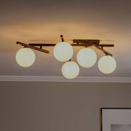 EMIBIG LIGHTING Deckenlampe Smart, schwarz/opal, 5-flammig