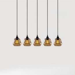 Opviq H&auml;ngelampe Gold 033, gold-transparent Glas, 5-flammig linear