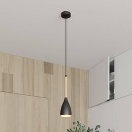 Luminex H&auml;ngeleuchte Muza, schwarz/Holz hell, &Oslash; 11 cm