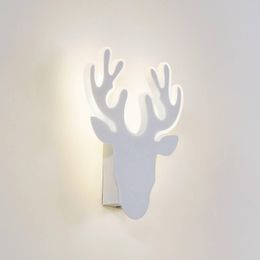 LINDBY LED-Wandleuchte Hirvi, wei&szlig;, Metall, Rentier, 26 cm