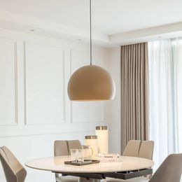LUCANDE LED-H&auml;ngeleuchte Lythara, braun, &Oslash; 50 cm, Aluminium
